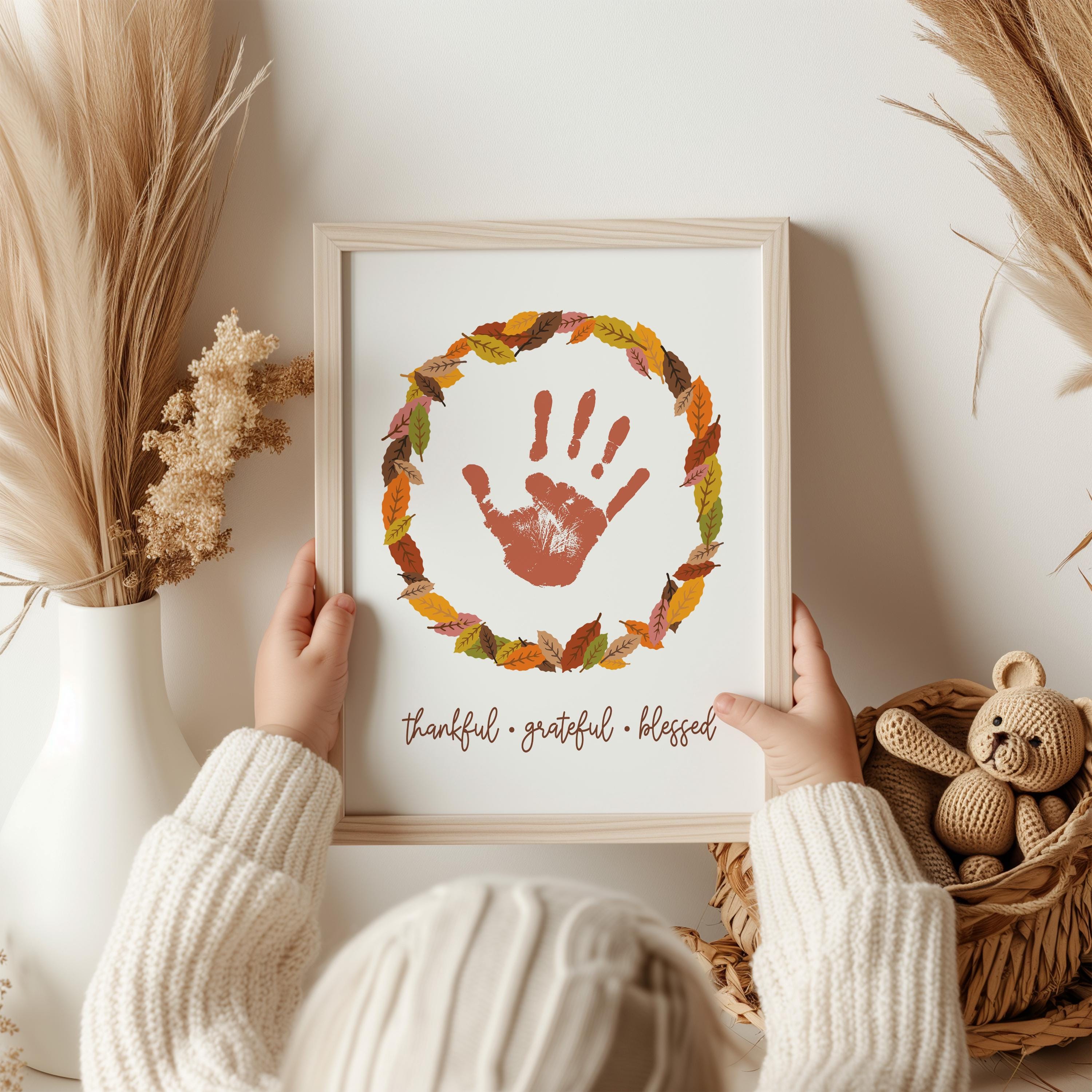 Thanksgiving Handprint Art: "thankful, Grateful, Blessed" | Printable ...