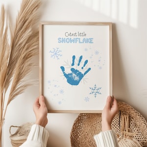 Printable Winter Snowflake Handprint Art | Snow Handprint Craft ...
