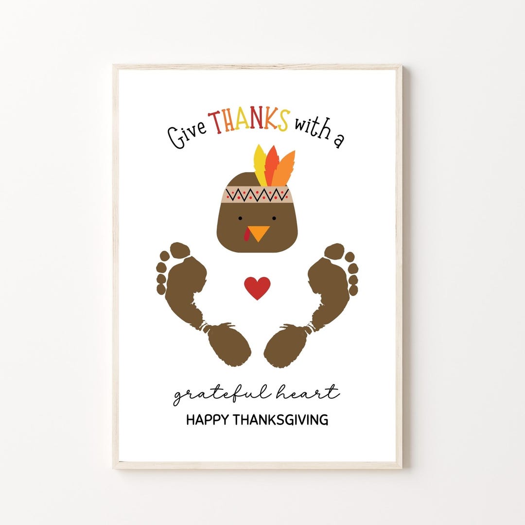 Thanksgiving Turkey Handprint Art, Printable | Fall Footprint Craft for ...