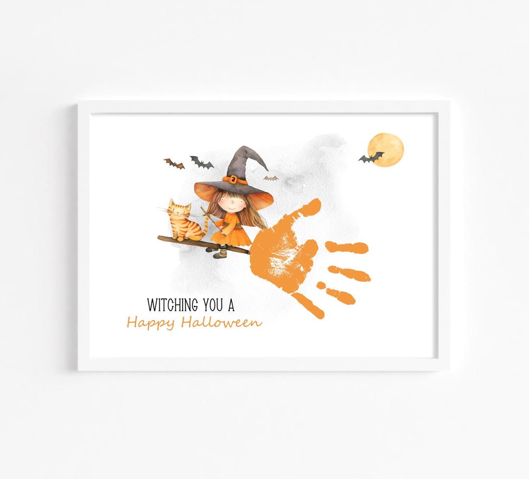 Halloween Witch Handprint Art: Kids Craft, Baby Gift (PDF) - Etsy