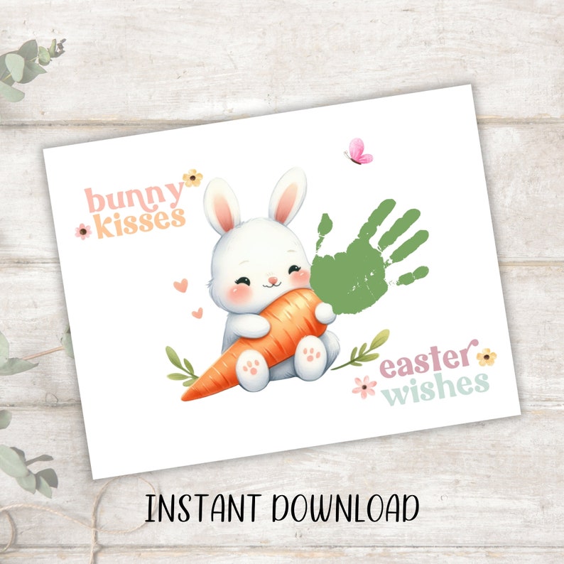Easter Bunny Handprint Art Craft, Printable | Kids Baby Toddler or ...