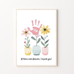 Mothers Day Flower Handprint Art Bundle, Printable | Mom Craft Gift ...