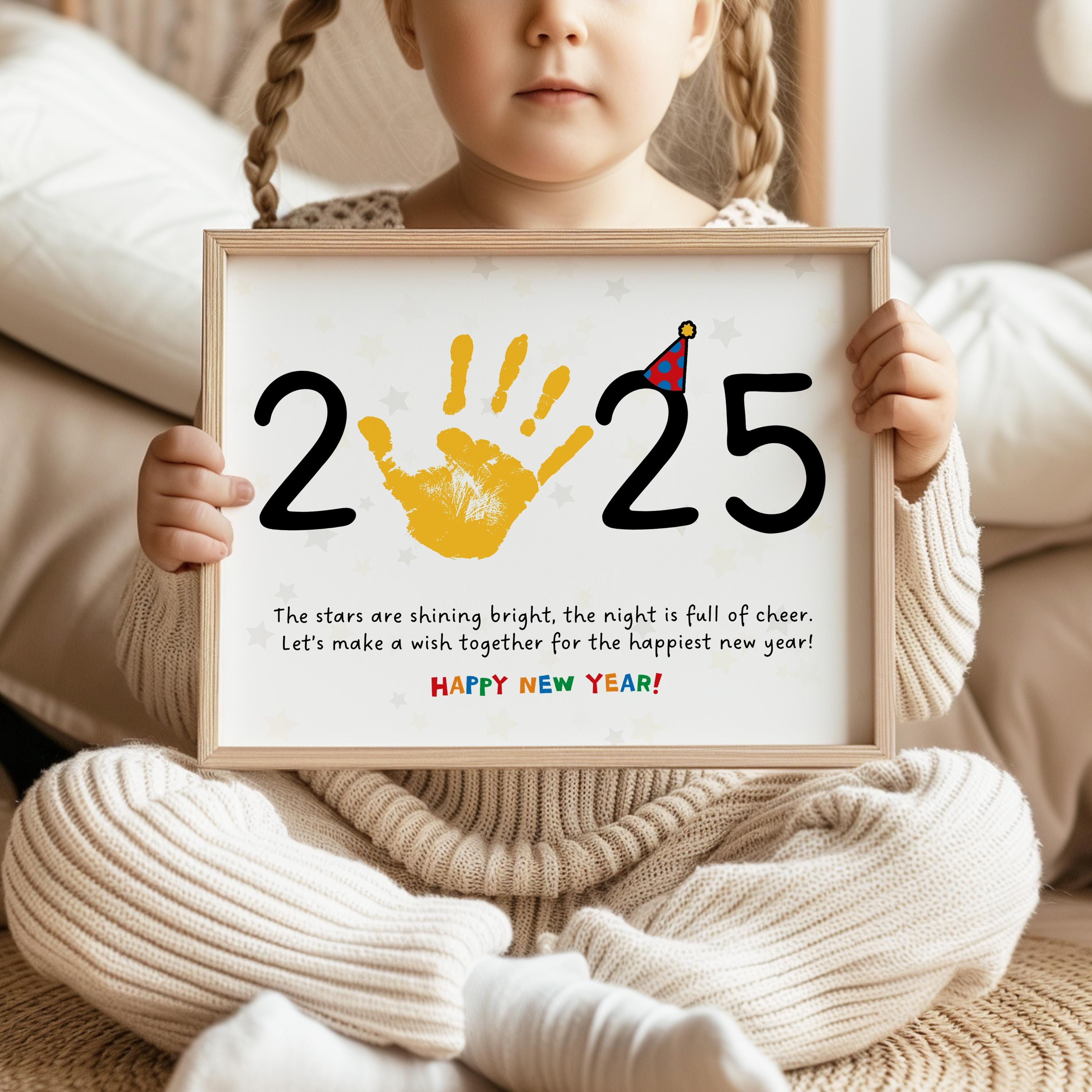 2026 New Years Handprint Art Printable | New Year’s Eve Craft for Kids ...