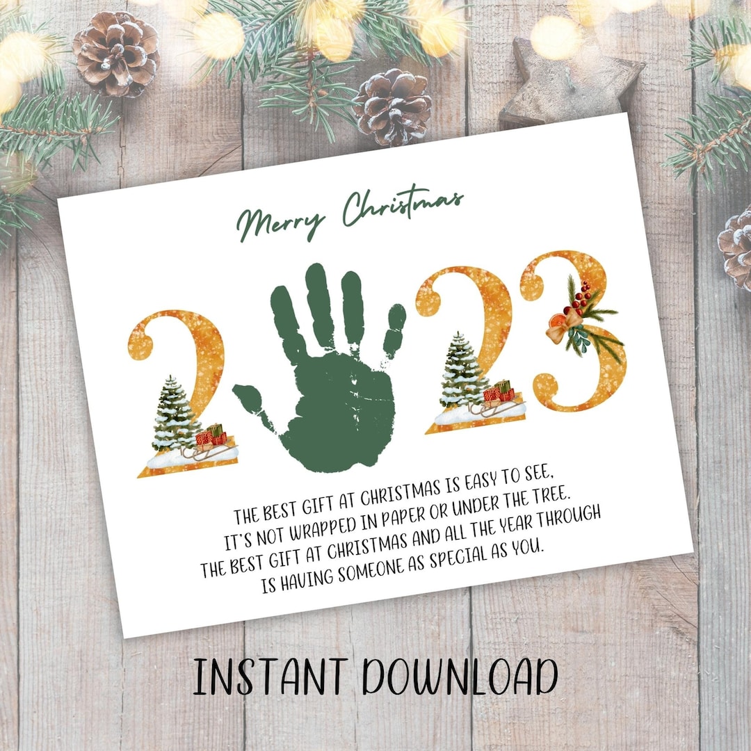 Christmas Handprint Art Craft, Printable, Holiday DIY Card Gift for ...