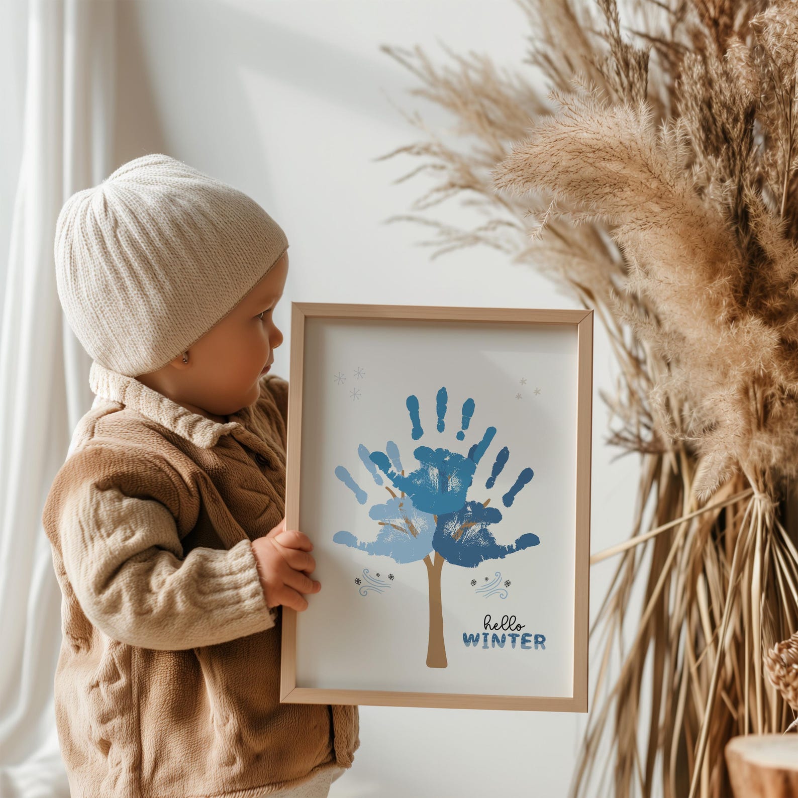 Winter Handprint Art | Printable Tree Winter Handprint Craft ...