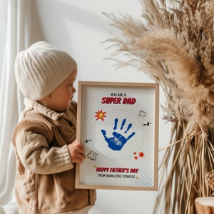 Fathers Day Super Hero Handprint Art Craft, PRINTABLE | Gift for Dad ...