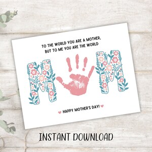 Mother's Day Mom Handprint Art, Printable | Craft for Mom From Baby ...