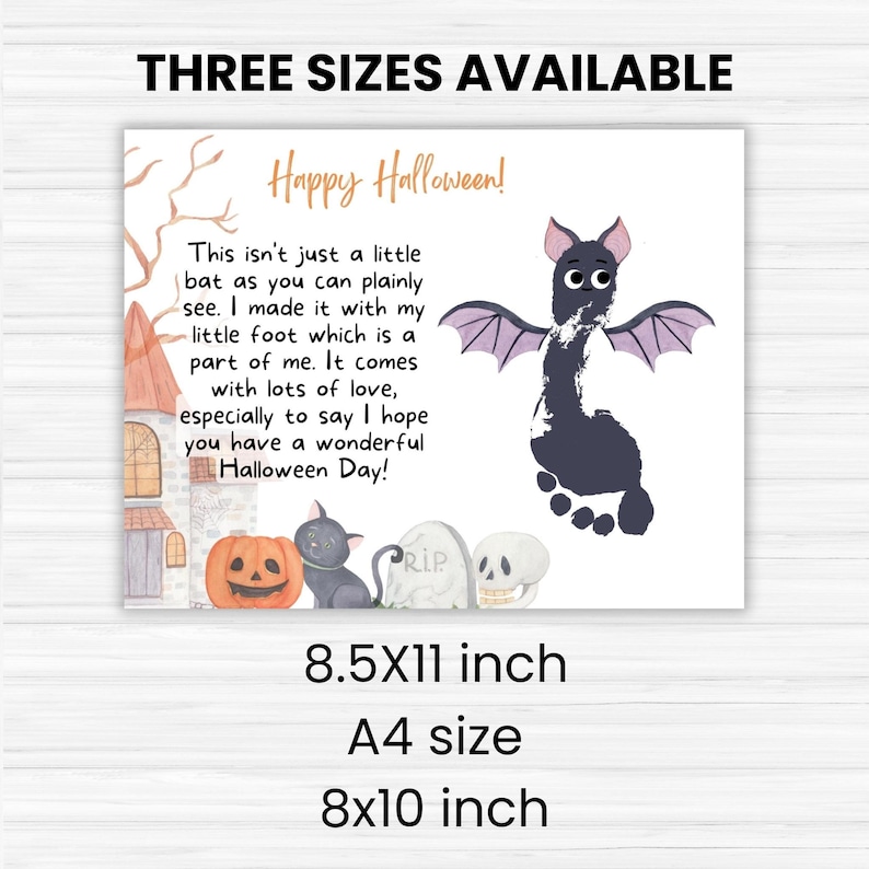 Halloween Footprint Art Craft, PRINTABLE | Cute Halloween Handprint ...