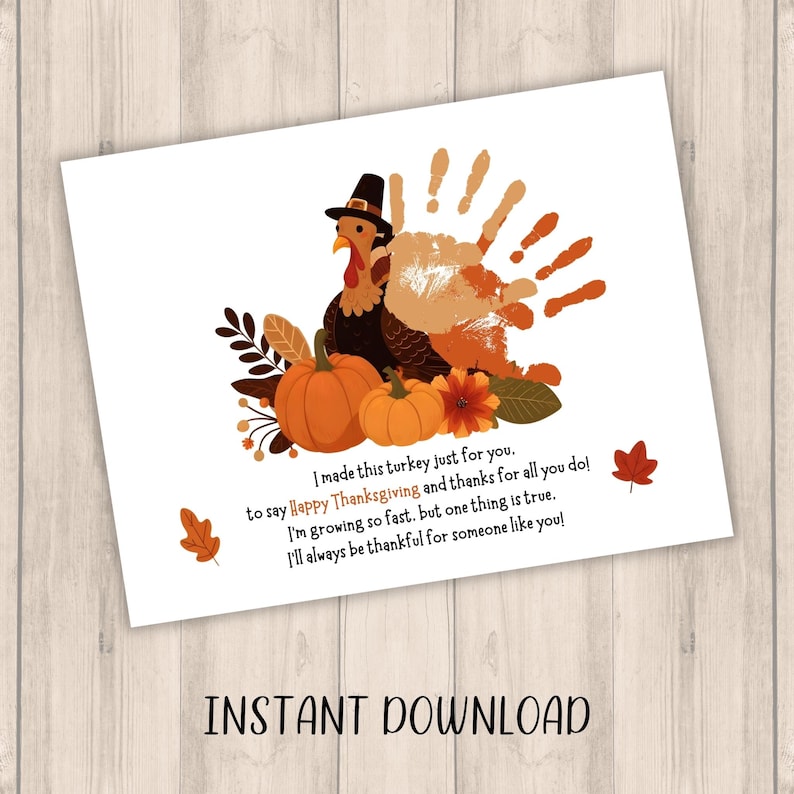 Thanksgiving Turkey Handprint Art Printable | November Handprint Craft ...
