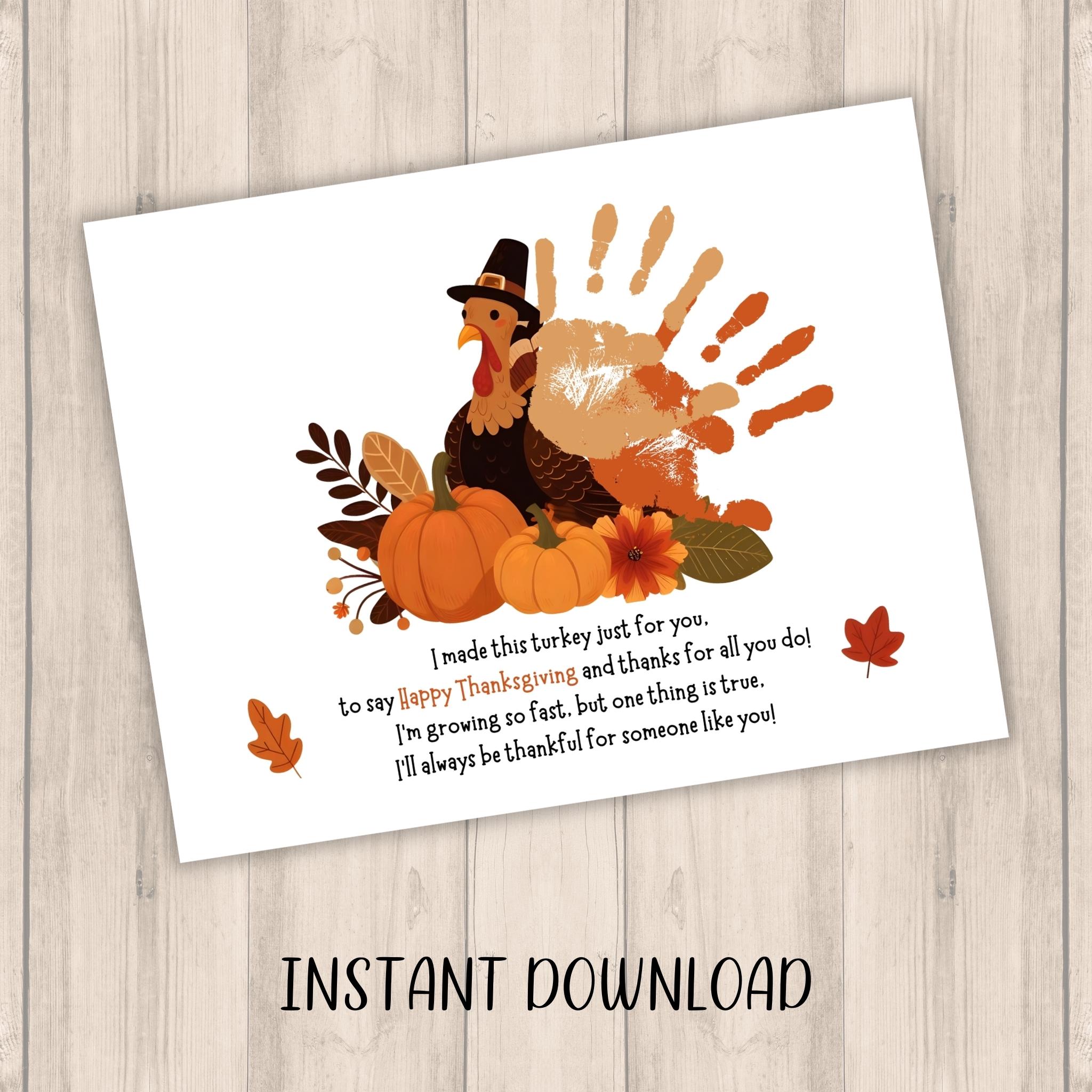 Thanksgiving Turkey Handprint Art Printable | November Handprint Craft ...