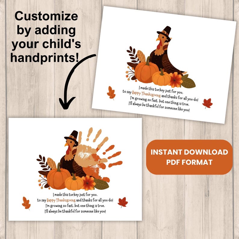 Thanksgiving Turkey Handprint Art Printable | November Handprint Craft ...