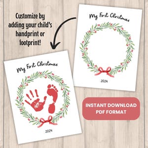 My First Christmas Footprint Art Craft, Printable | Baby 1st Xmas ...