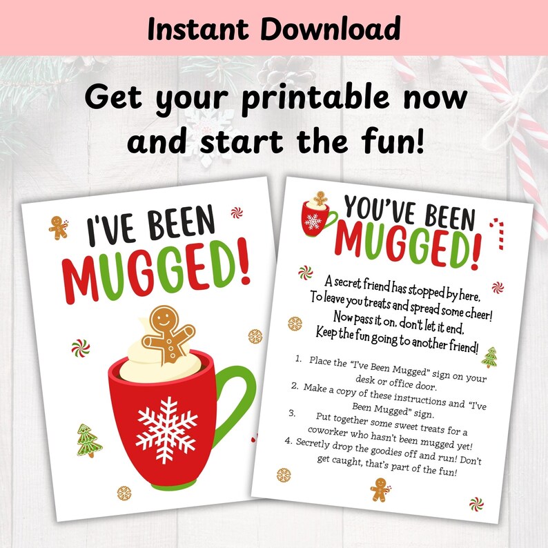 Youve Been Mugged Printable, Office Coworker Game | Christmas Team ...