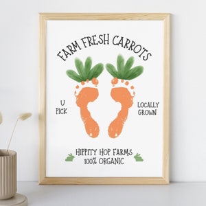 Easter Footprint Art Craft, Printable, Carrot Patch Farm Sign ...