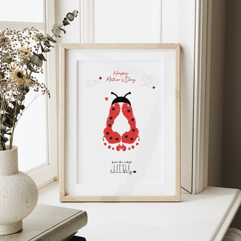 Mothers Day Love Bug Footprint Art Craft for Baby, Printable| Handprint ...