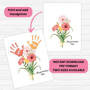 Flower Handprint Craft Art, Printable for Mom or Grandparents Handprint ...