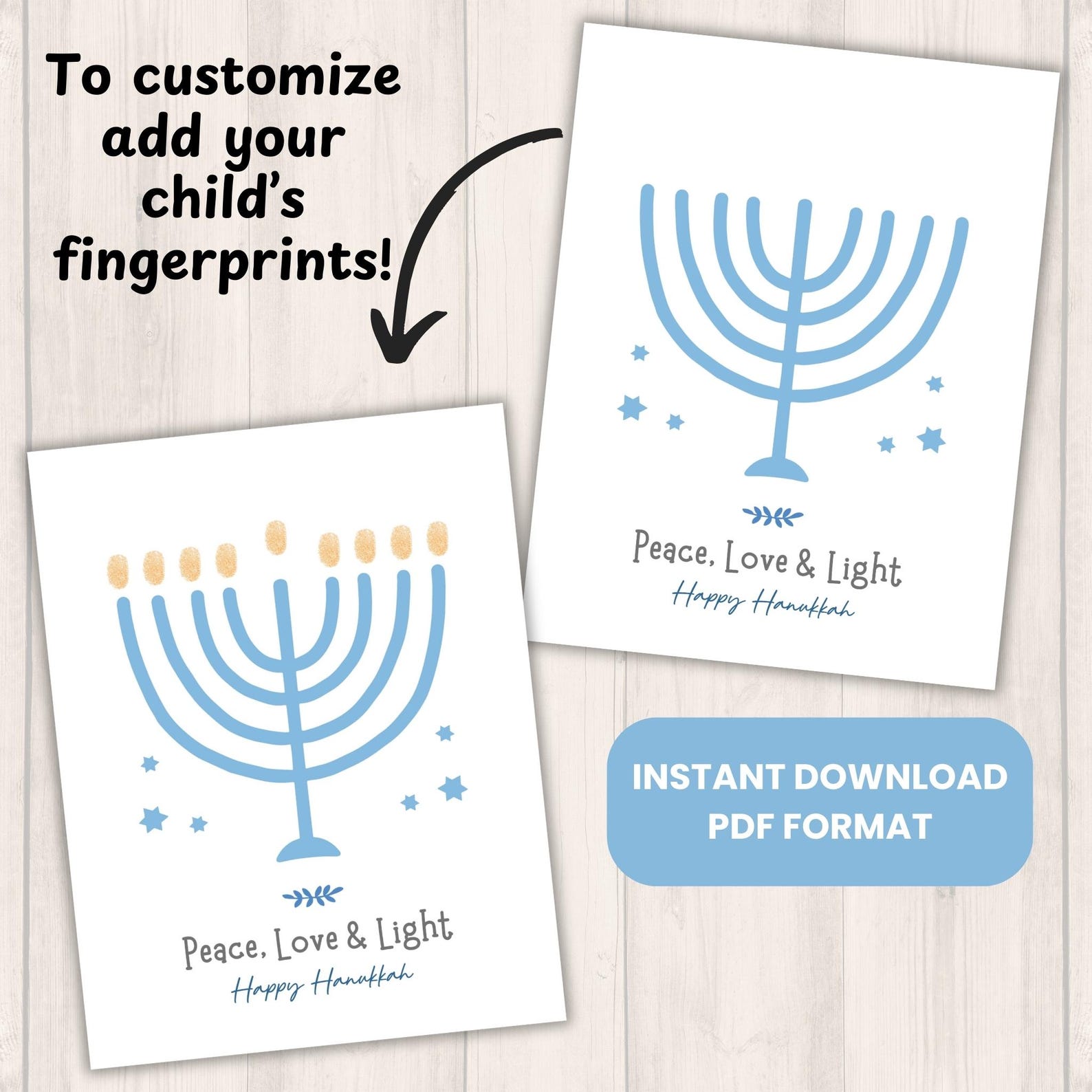 Hanukkah Menorah Handprint Art | Printable Hanukkah Craft for Kids ...