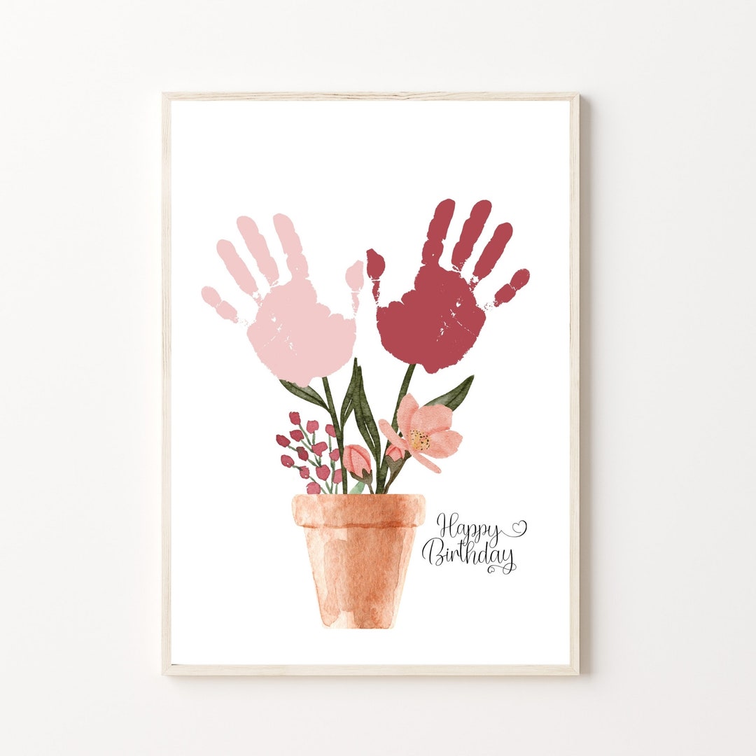 Flower Bouquet Handprint Craft Art for Birthday, Printable | for Mom or ...
