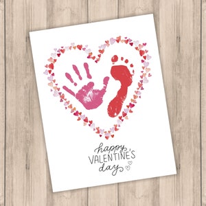 Valentines Handprint Footprint Art Craft for Baby, Valentines Day ...
