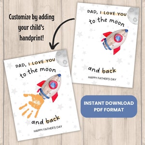 Father's Day Handprint Art Craft Bundle, PRINTABLE| Gift for Dad From ...