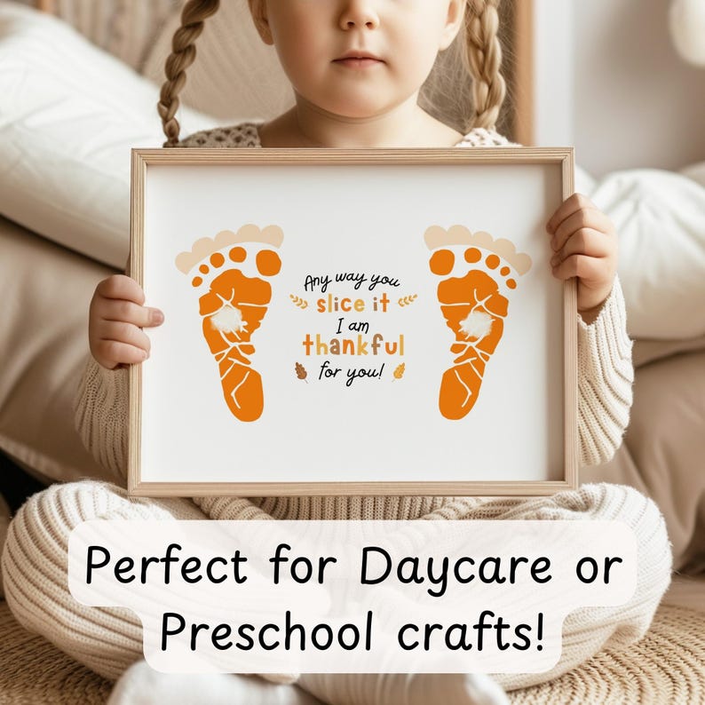 Thanksgiving Handprint Art, Pumpkin Pie, Printable | Footprint Craft ...