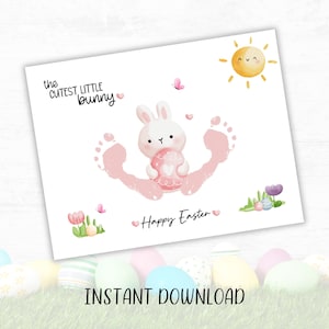 Easter Bunny Footprint Art Craft, Printable | Spring Craft | Kids Baby ...