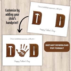 Fathers Day Tools Handprint Art Craft, PRINTABLE | Gift for Dad From ...