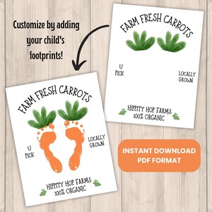 Easter Footprint Art Craft, Printable, Carrot Patch Farm Sign ...