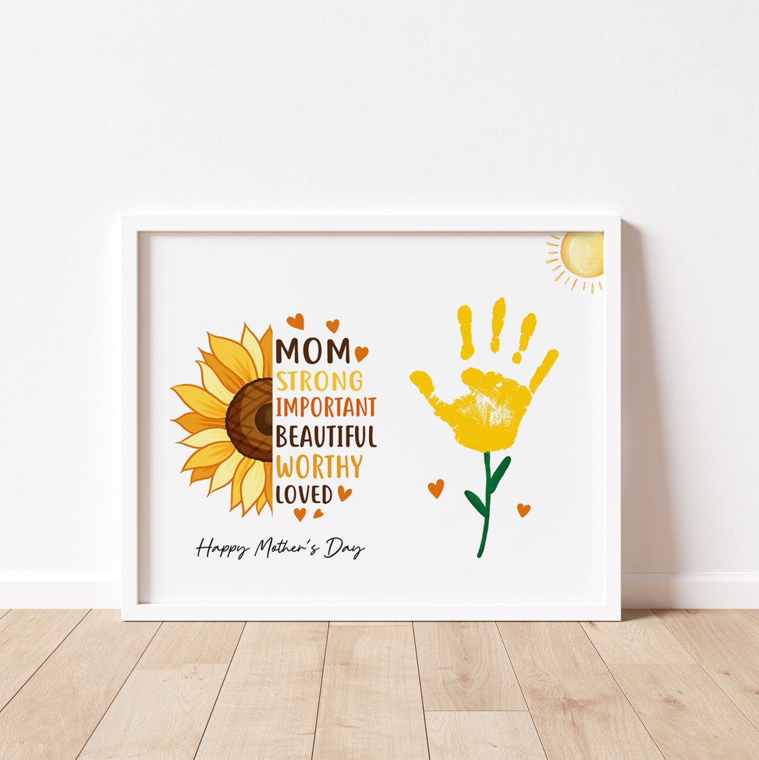 Mother's Day Flower Handprint Craft Art, Printable | Mothers Day, Gift ...