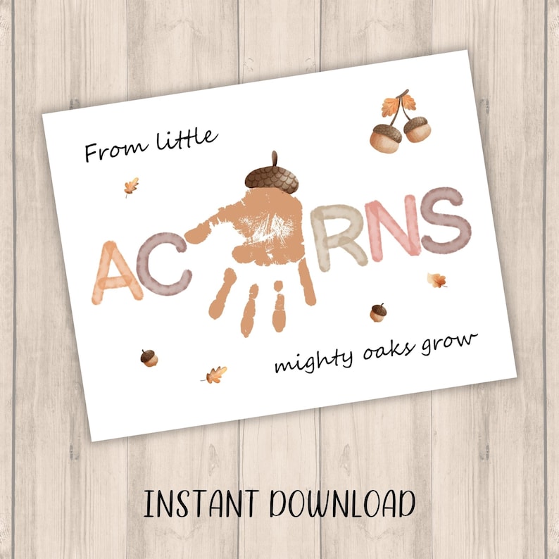 Fall Acorn Handprint Art | Printable Fall Handprint Craft for Kids ...