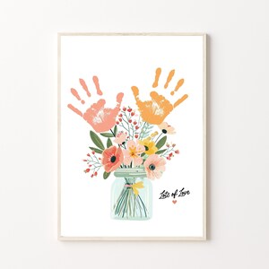 Mothers Day Flower Handprint Art Bundle, Printable | Mom Craft Gift ...