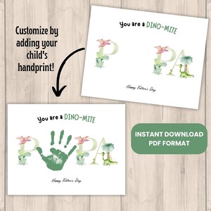 Fathers Day Dinosaur Handprint Art Craft, Printable | Gift for Papa ...