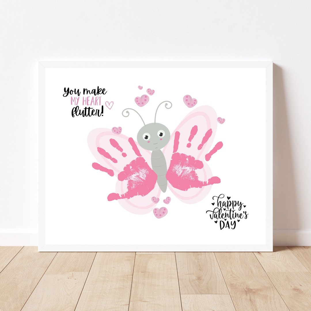 Printable Butterfly Valentines Day Handprint Art Craft, Preschool, Baby ...