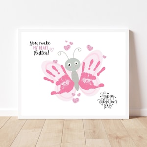 Printable Butterfly Valentines Day Handprint Art Craft, Preschool, Baby ...