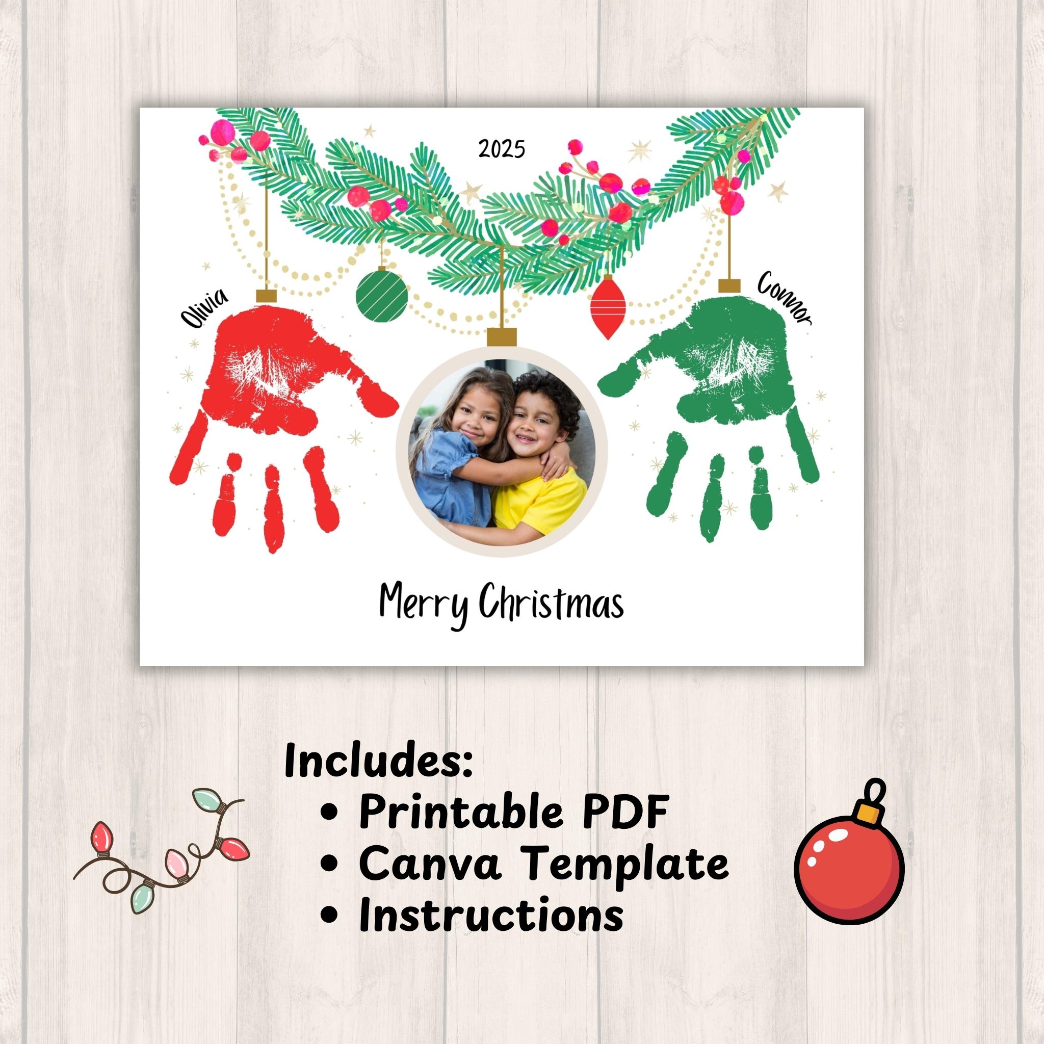Christmas Handprint Craft Template | Sibling Handprint Ornament Art ...