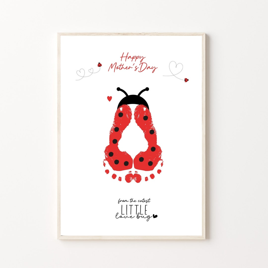 Mothers Day Love Bug Footprint Art Craft for Baby, Printable| Handprint ...