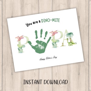 Fathers Day Dinosaur Handprint Art Craft, Printable | Gift for Papa ...