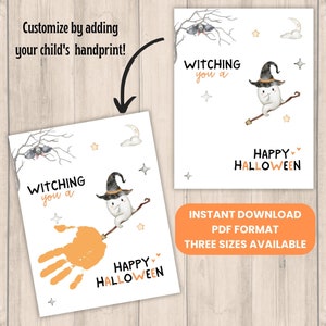Halloween Handprint Art Craft, PRINTABLE | DIY Halloween Card Activity ...