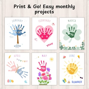 Handprint Art Memory Book, Printable Kids Calendar, 12 Month ...