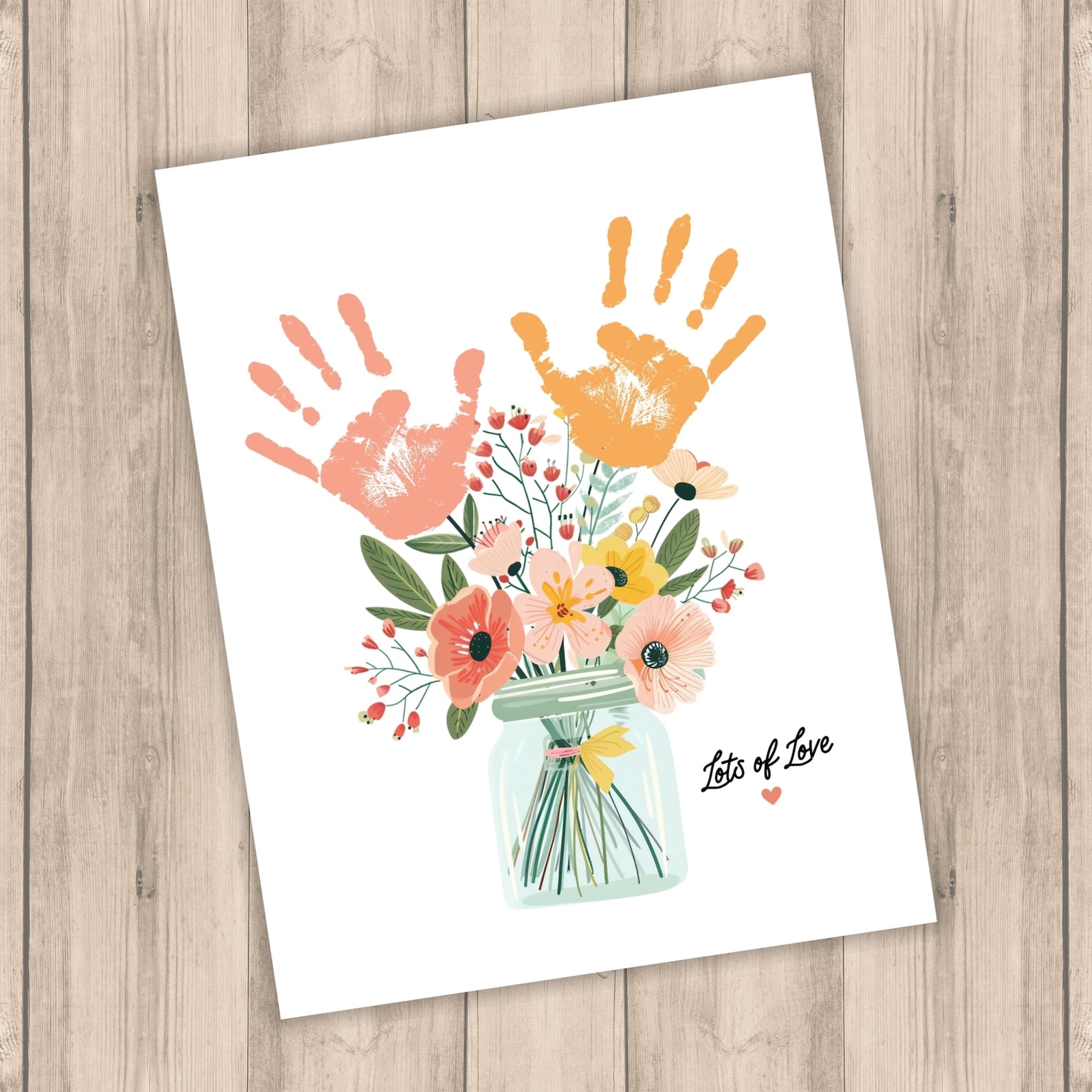 Flower Handprint Craft Art, Printable Mothers Day, for Mom or Grandma ...