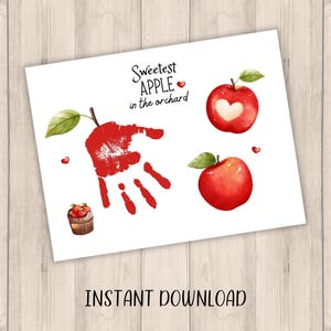 Fall Handprint Art: Apple Handprint Craft, Printable Autumn Activity ...