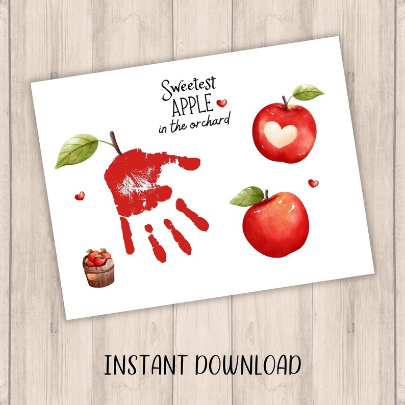 Fall Handprint Art: Apple Handprint Craft, Printable | Autumn Activity ...