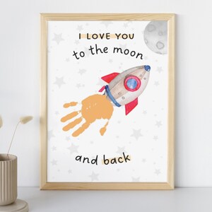 Rocket Handprint Art Craft, PRINTABLE | Gift for Dad, Mom, Grandma ...