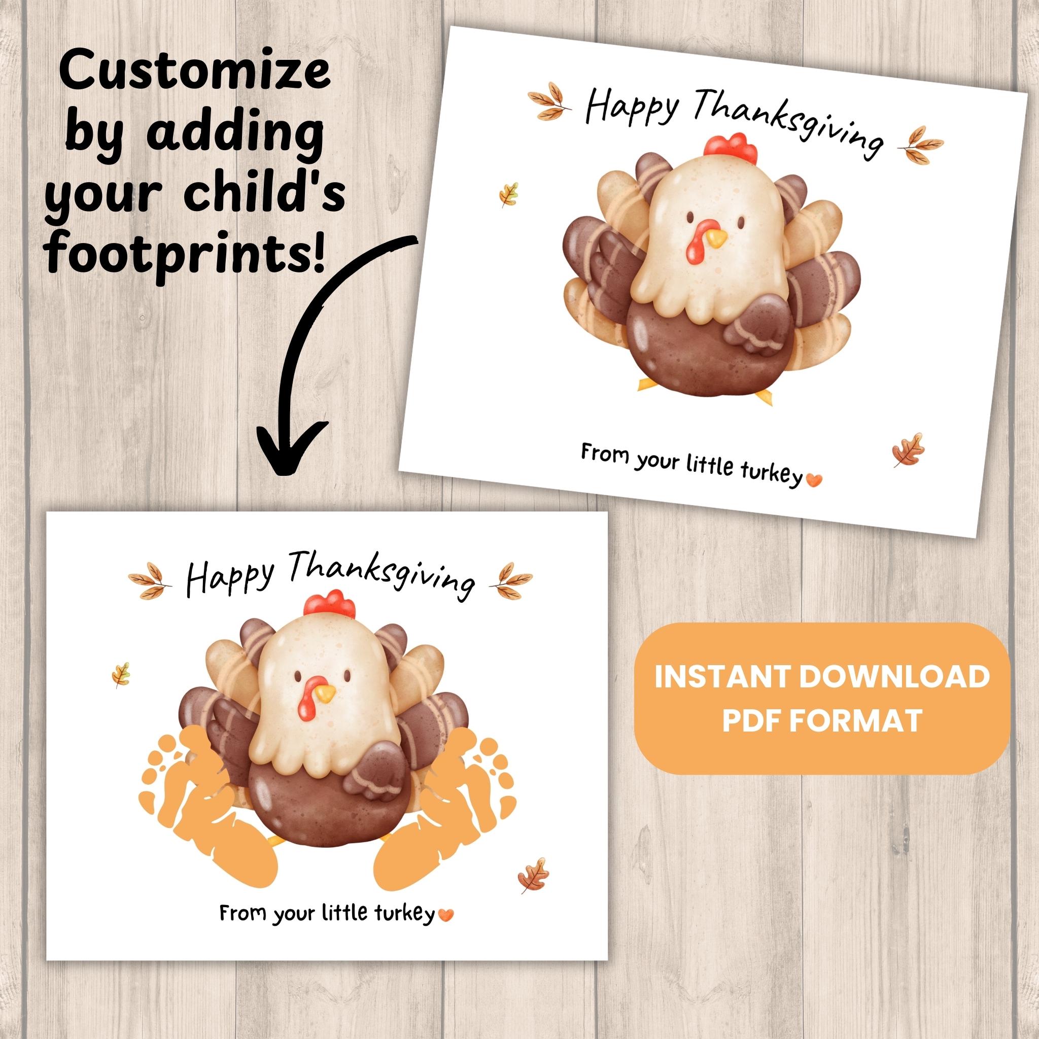 Turkey Footprint Craft, Thanksgiving Handprint Art, Printable | for ...