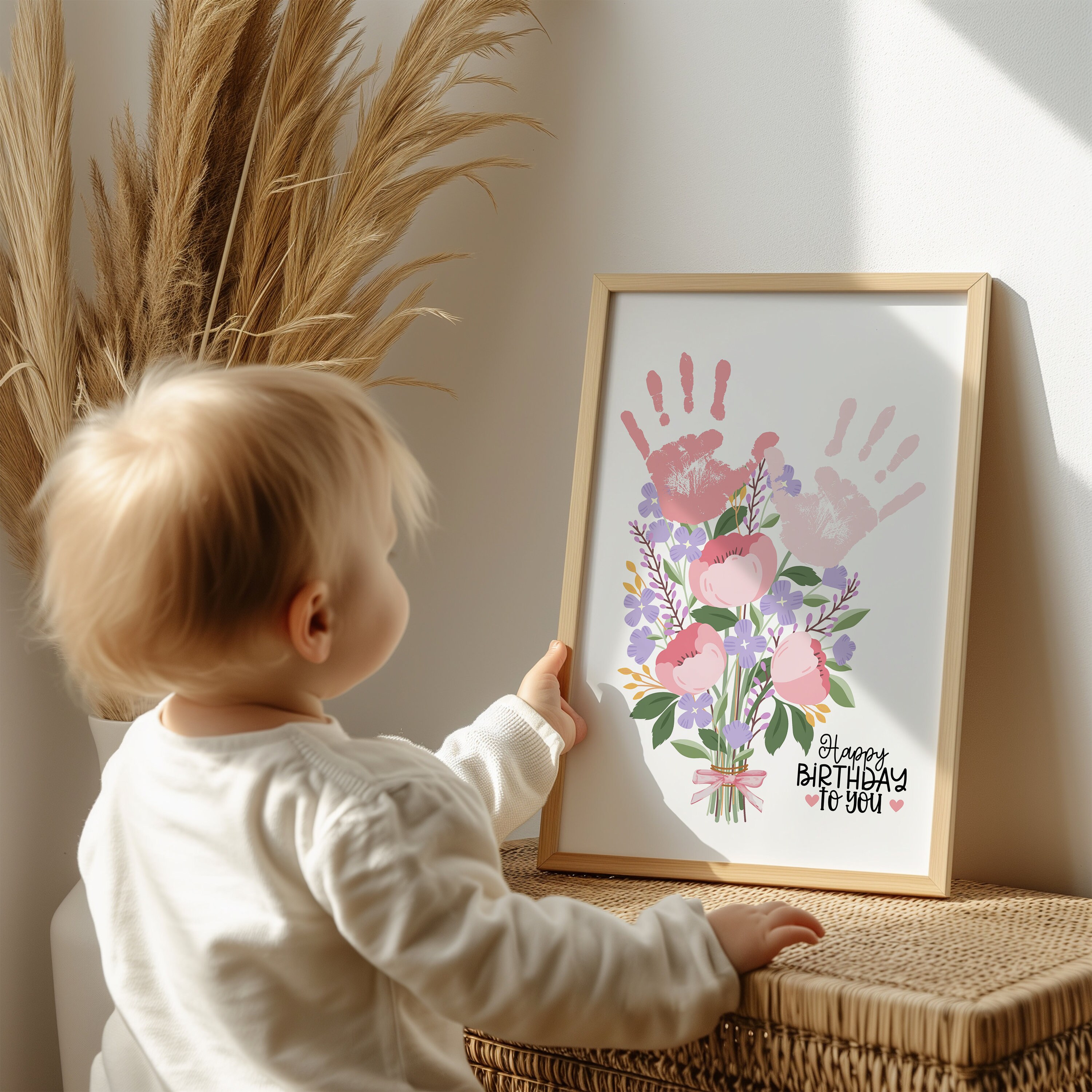 Flower Bouquet Handprint Craft Art for Birthday, Printable | for Mom or ...