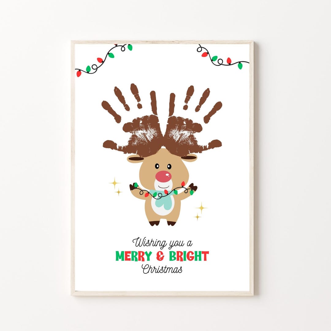 Christmas Reindeer Handprint Art, Printable | DIY Xmas Gift for Parents ...