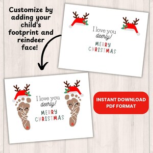 Christmas Reindeer Footprint Art Printable | I Love You Deerly ...