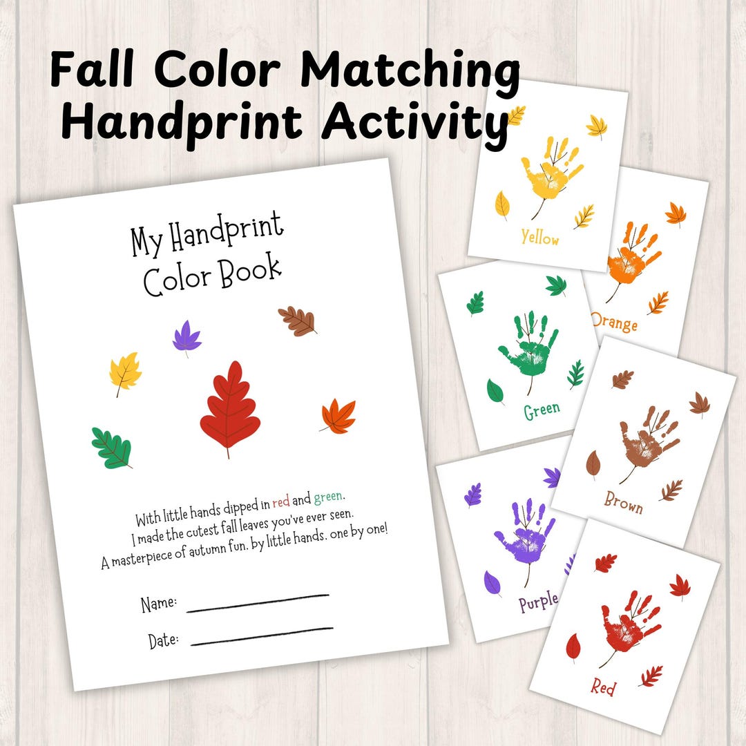 Printable Fall Leaves Color Matching Handprint Art – Fall Craft for ...