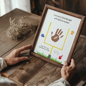 Fathers Day Football Handprint Art Craft, PRINTABLE | Sports Gift for ...