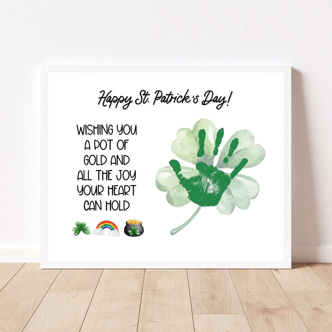 St Patricks Day Handprint Art Craft, Printable | Saint Patricks Day ...